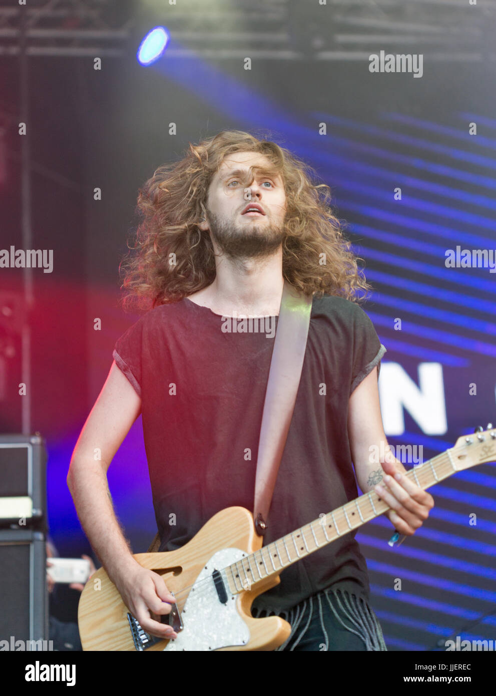 KIEV, UKRAINE - JULY 02, 2017: Rock band Sinoptik, winner Global Battle of the Bands 2016, and ...