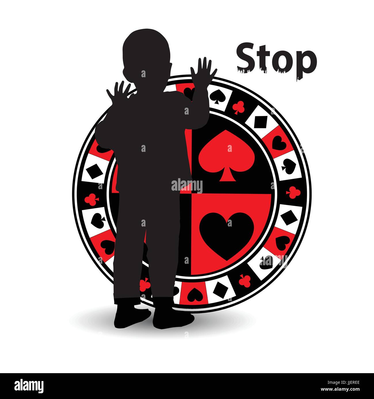 Stop gambling. Poker logo concept. Illustration for your design. Boy ...