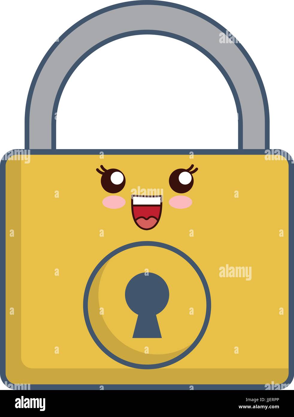 kawaii padlock icon over white background vector illustration Stock ...