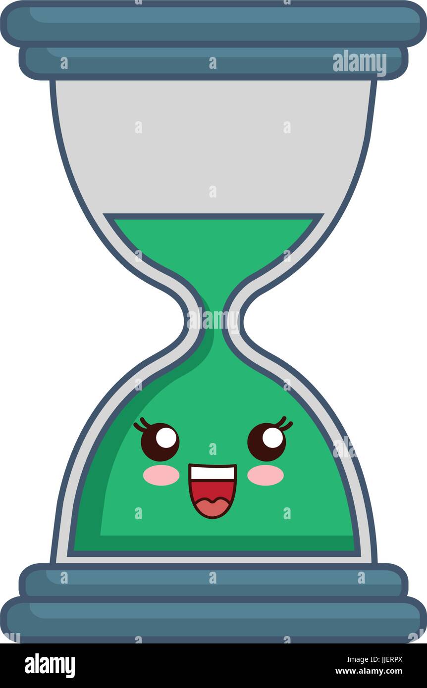 kawaii hourglass icon over white background vector illustration Stock ...