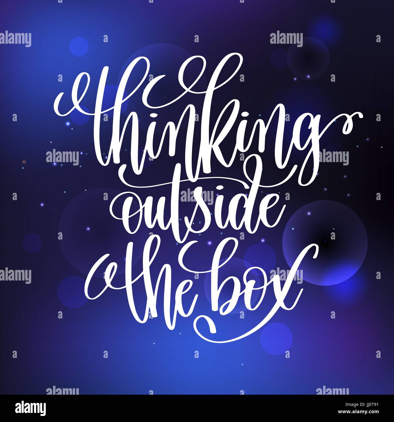 thinking outside the box handwritten lettering positive quote Stock ...