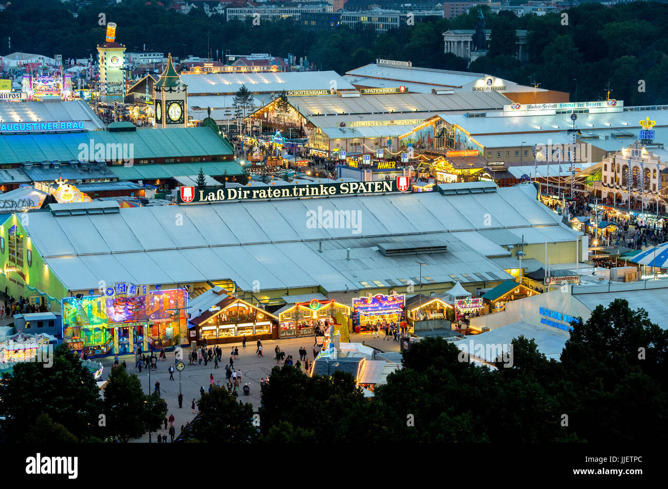 Muenchen, Germany, View over the Oktoberfest on Theresienwiese Stock ...