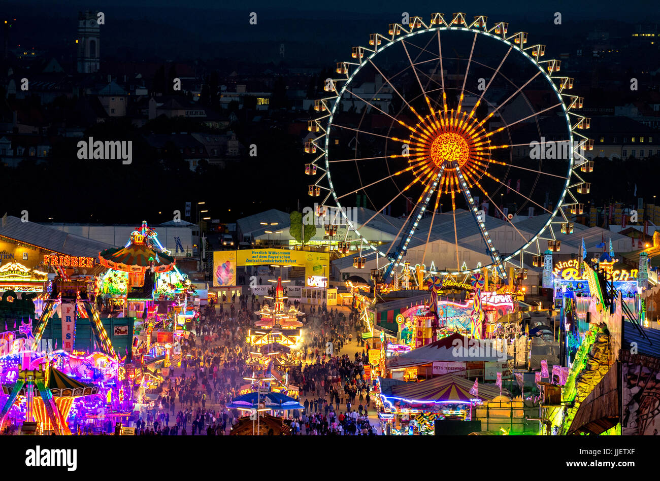 Muenchen, Germany, View over the Oktoberfest on Theresienwiese Stock ...