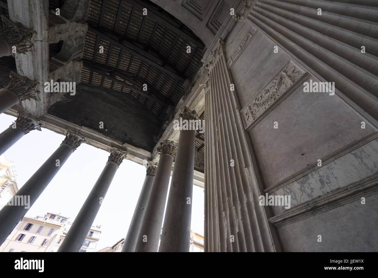 Dome of the Pantheon. Close view thru walls and columns. Pantheon was ...