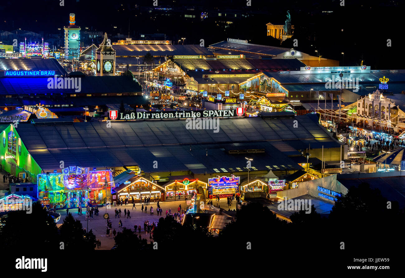 Muenchen, Germany, View over the Oktoberfest on Theresienwiese Stock ...