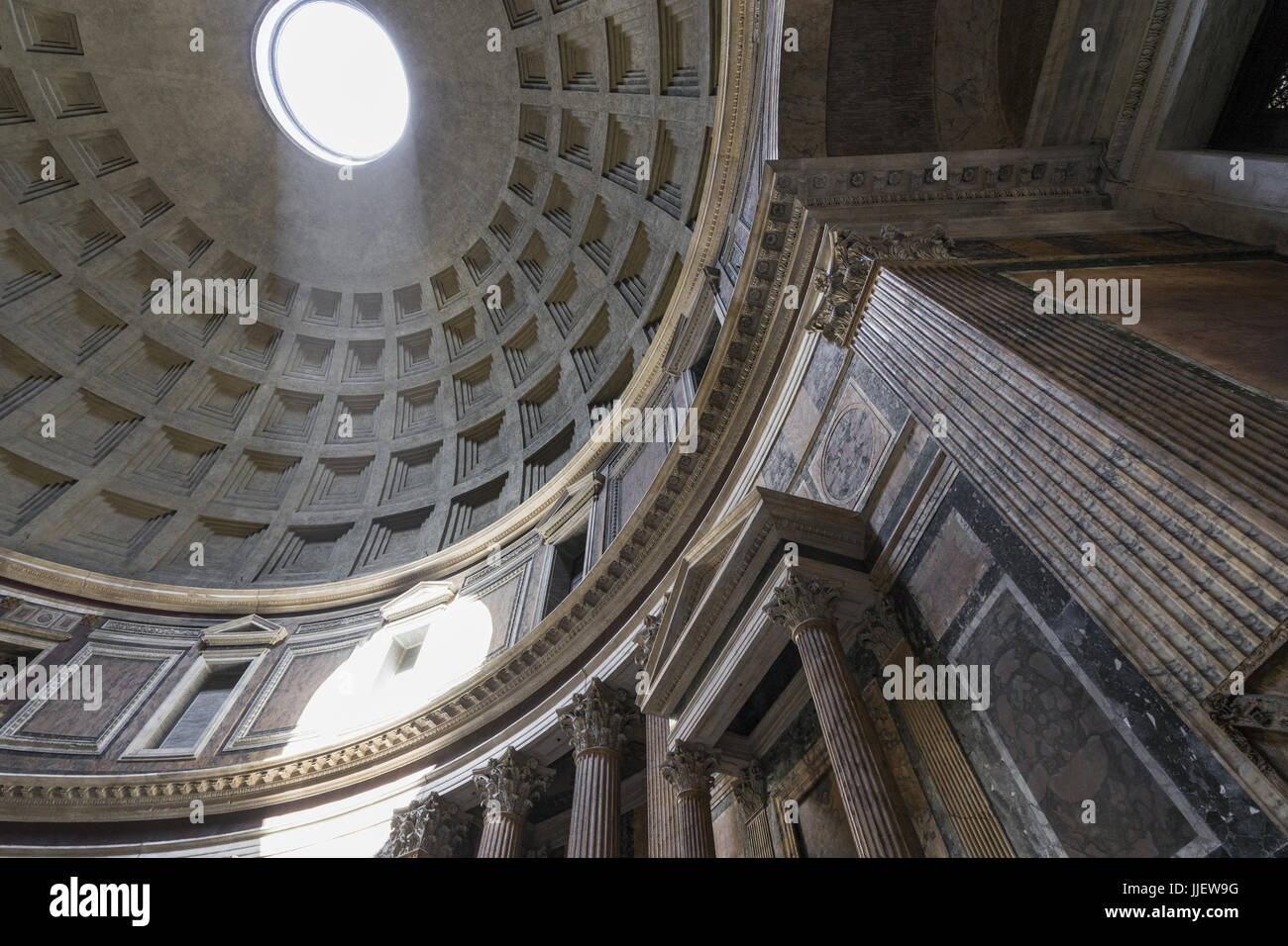 Dome of the Pantheon. Inside view. Pantheon was built as a temple to ...