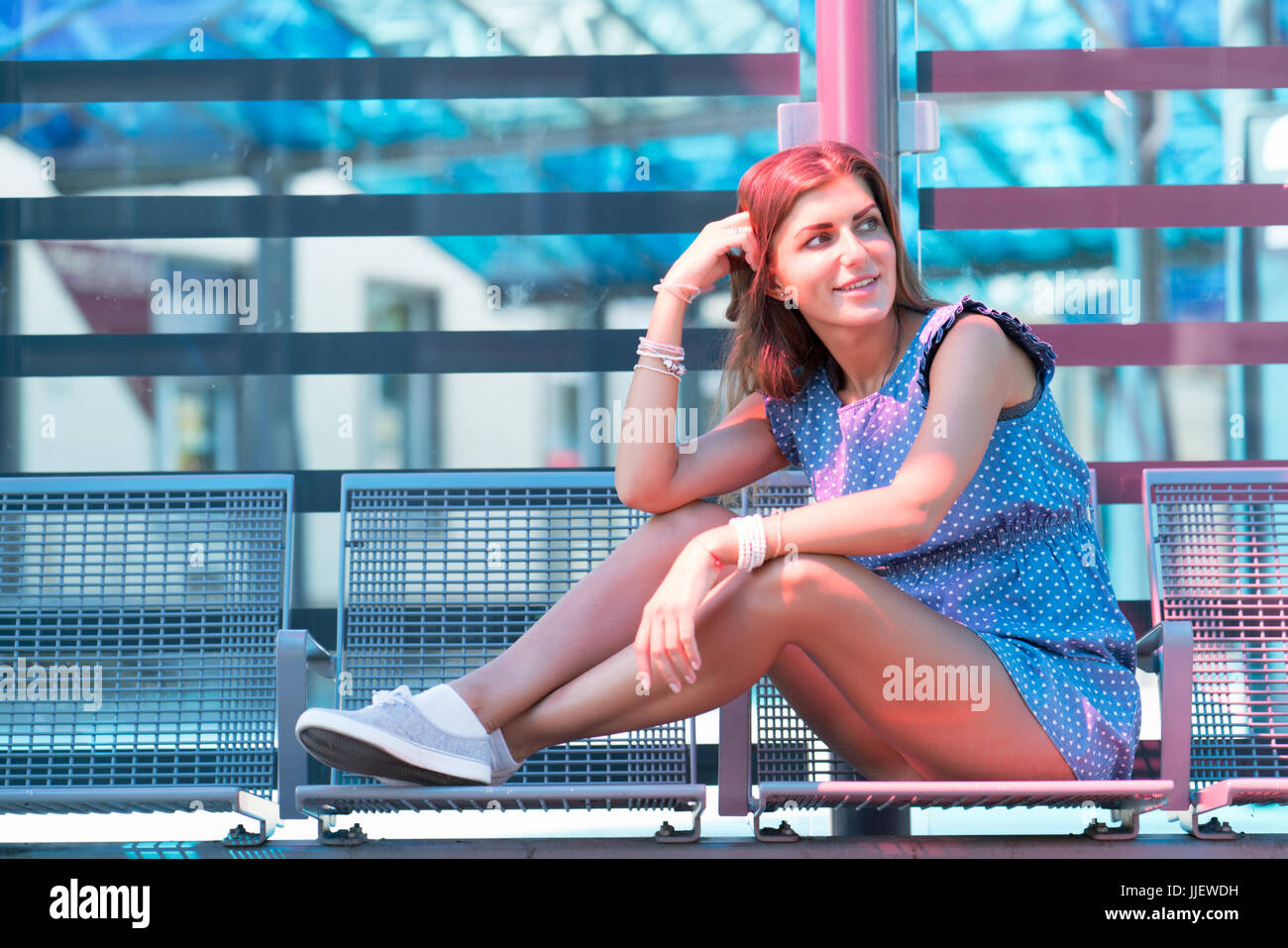 Woman bus stop dancing hi-res stock photography and images - Alamy