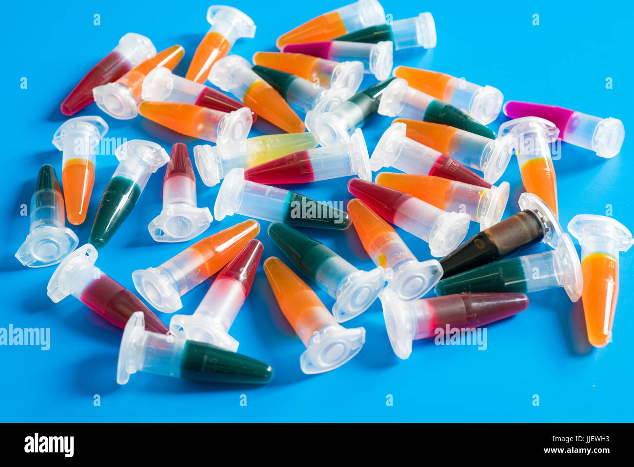 micro centrifuge test tubes with bio samples for microbial testing ...