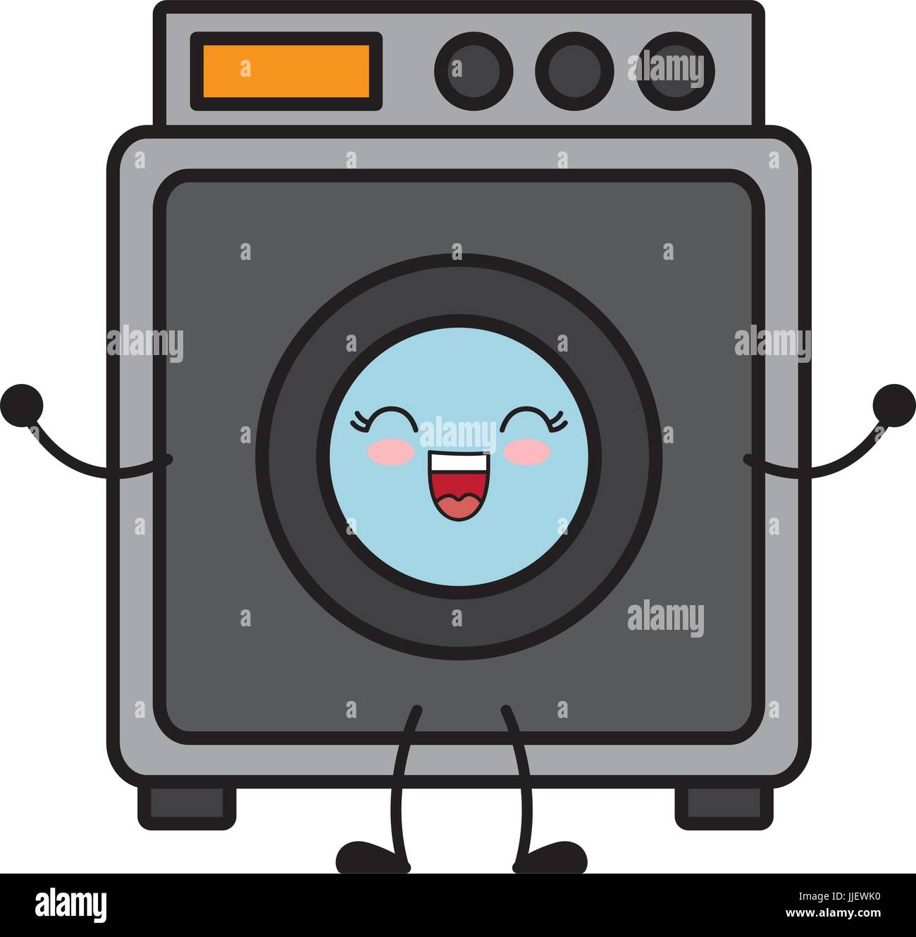 kawaii washing machine icon over white background vector illustration ...