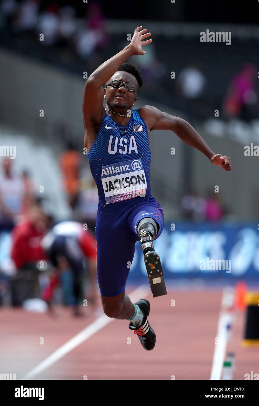 USA's Desmond Jackson in action in the Men's Long Jump T42 Final during ...