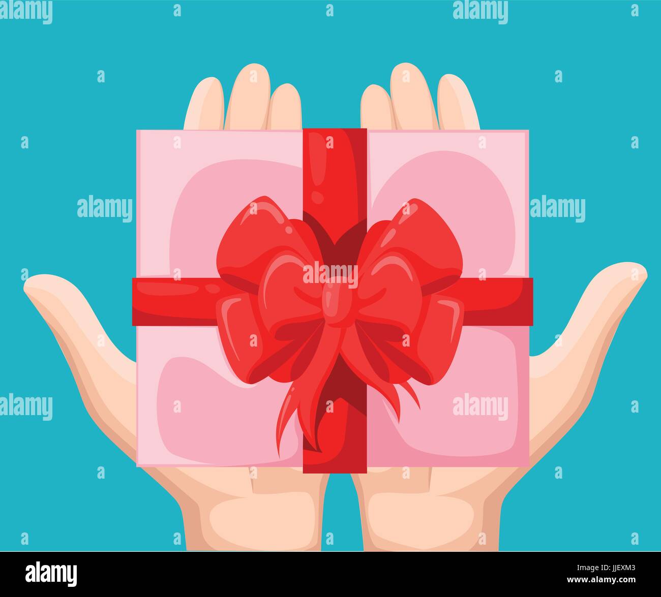 Hand giving gift box to another hand. Gifting and receiving gift ...