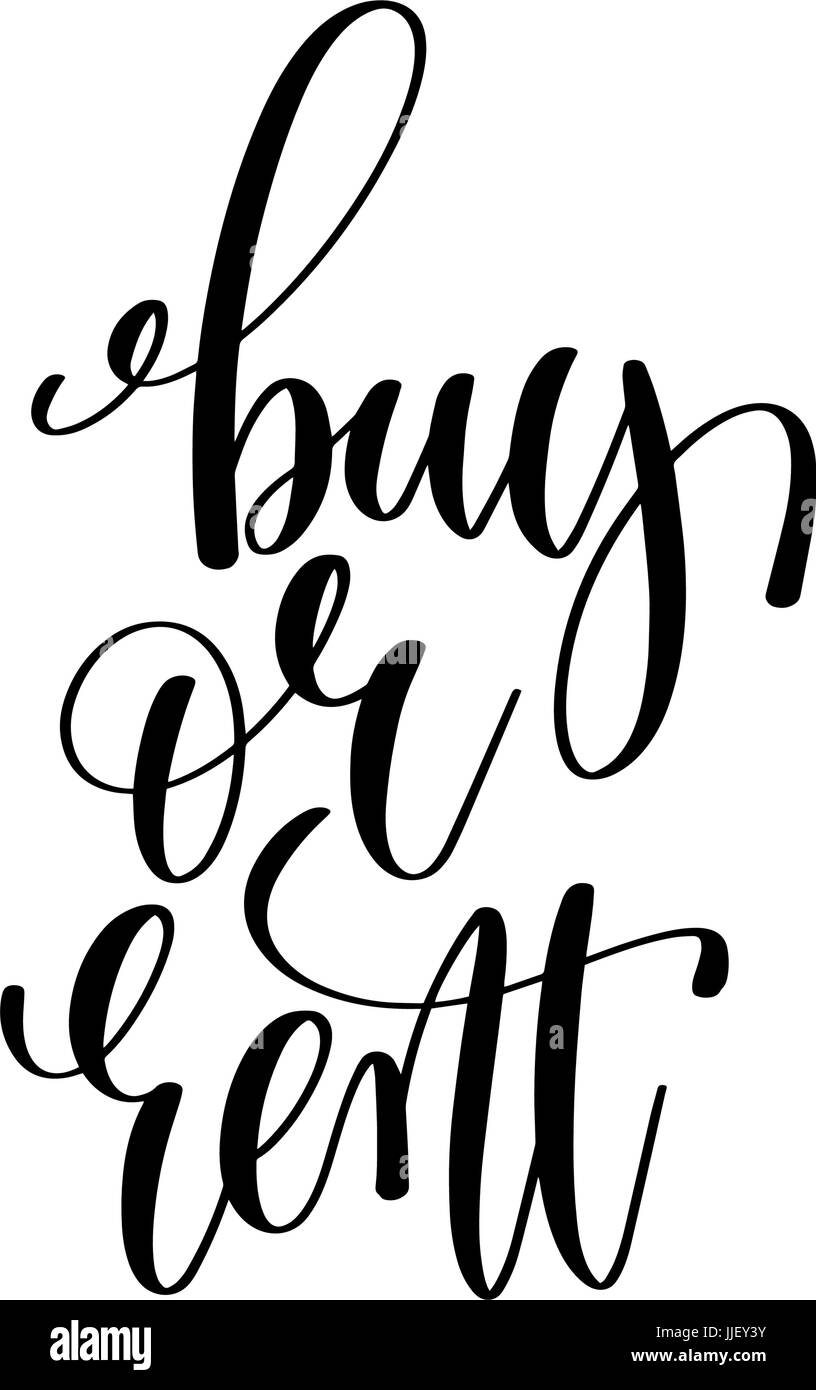 buy or rent black and white hand lettering calligraphy Stock Vector ...