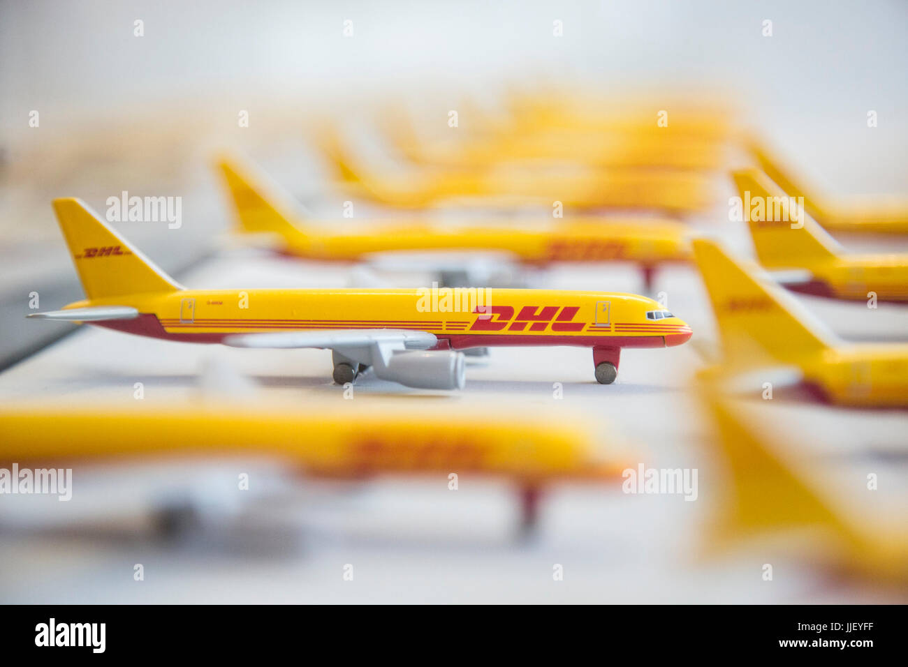 The photographs shows the DHL logo on the model displayed in the ...