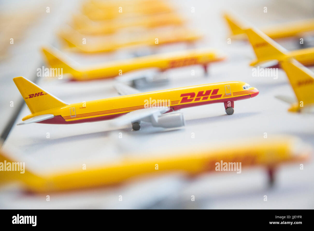 The photographs shows the DHL logo on the model displayed in the ...