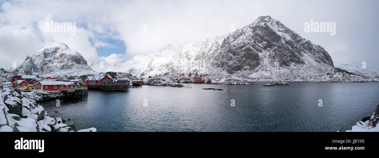 Norway red traditional houses Stock Photo - Alamy