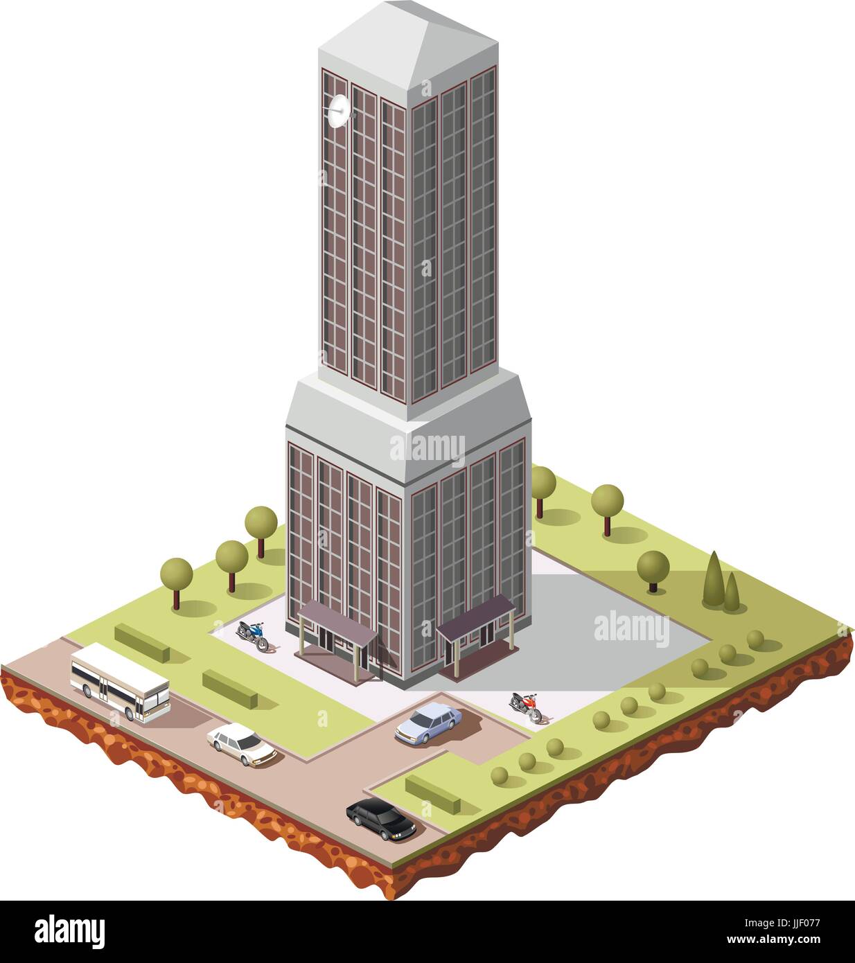 Set vector isometric tile buildings and other structures with areas and ...