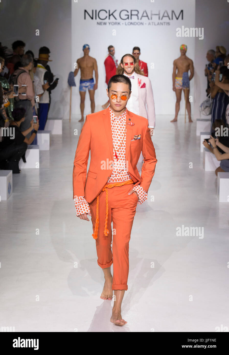NEW YORK, NY - July 11, 2017: Models walk the runway at the Nick Graham ...