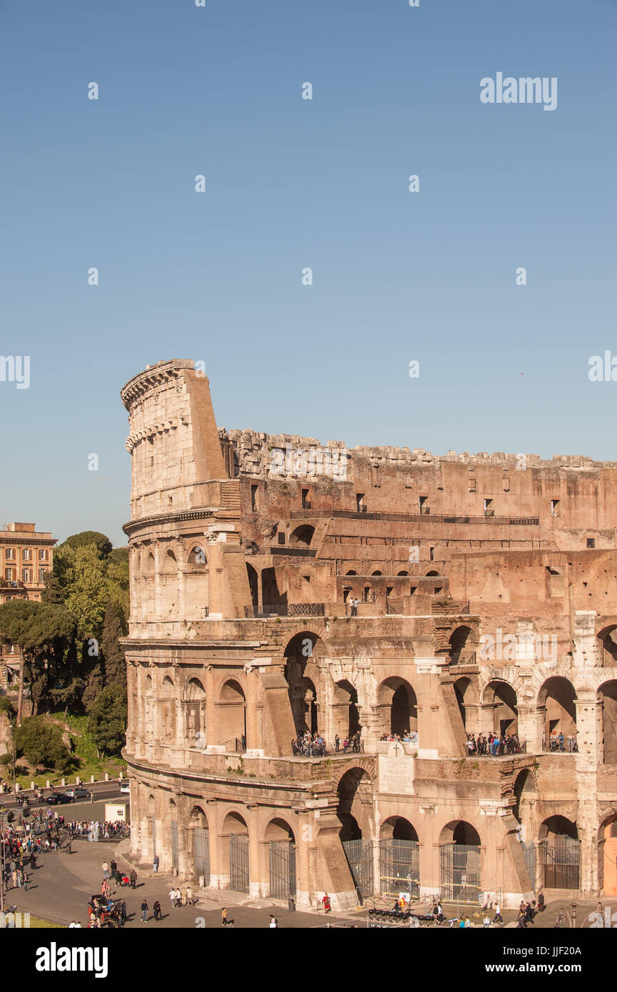 Close up detail of the external walls of Colosseum ruins in Rome, Italy ...