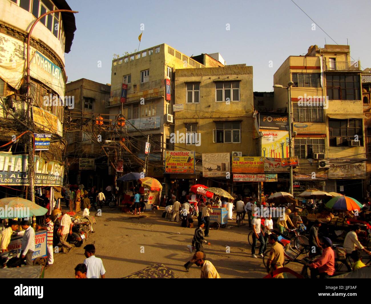 Delhi, India - May 23, 2011: A busy street scene at a road junction in ...