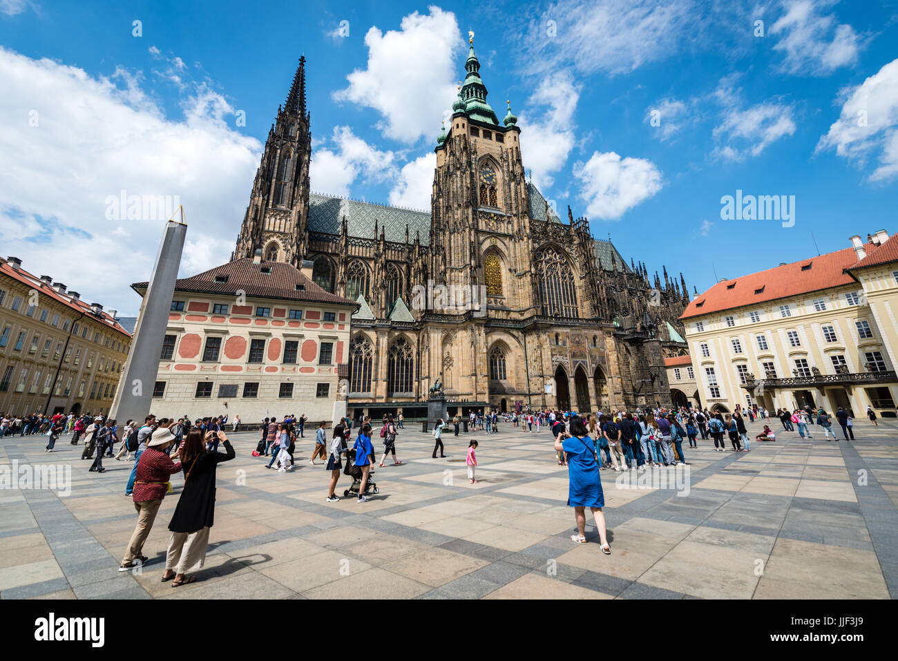 Prague, Czech Republic- July 15, 2017: People are visiting St. Vitus ...