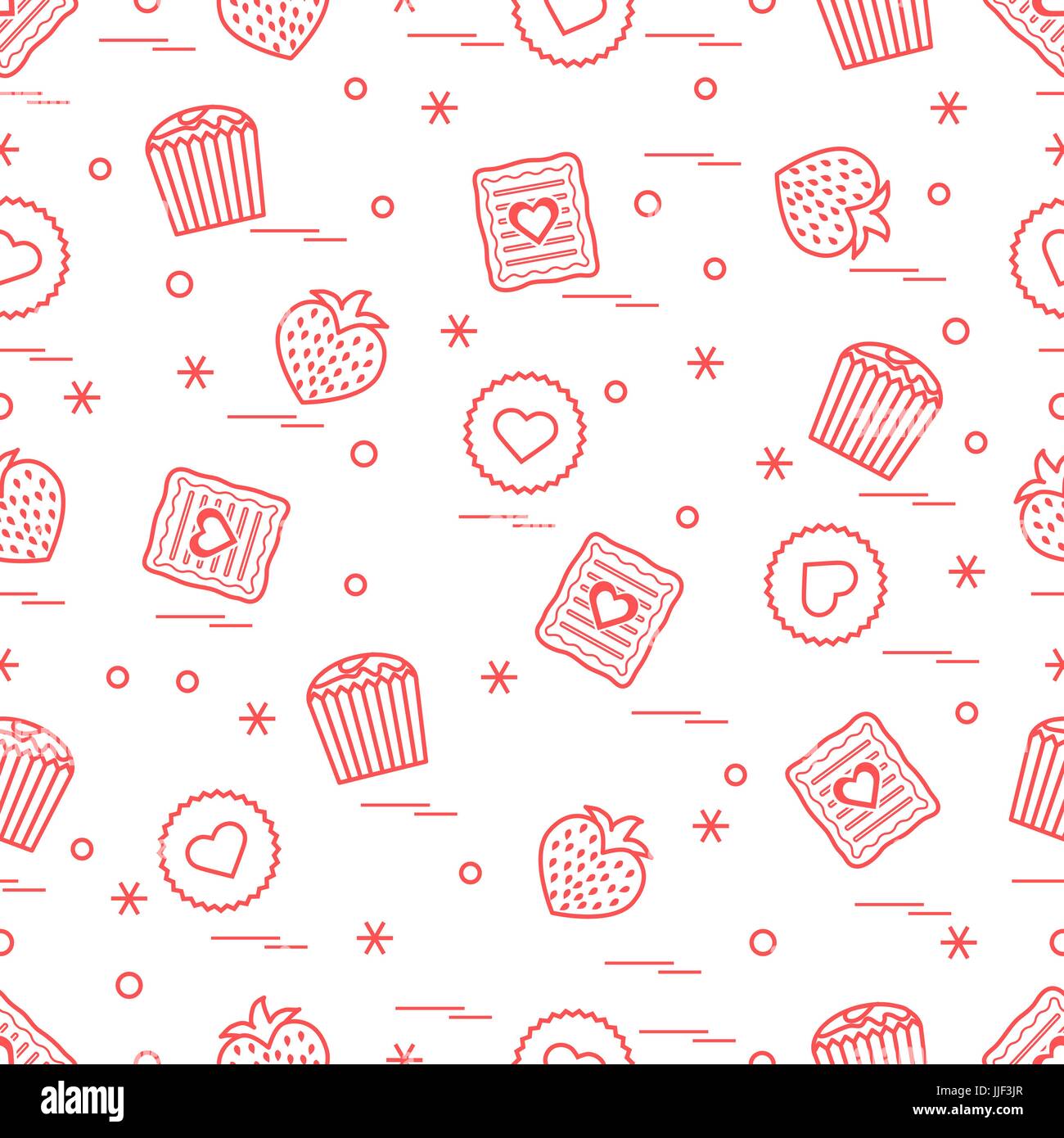 Cute seamless pattern with different romantic sweets. Love concept ...