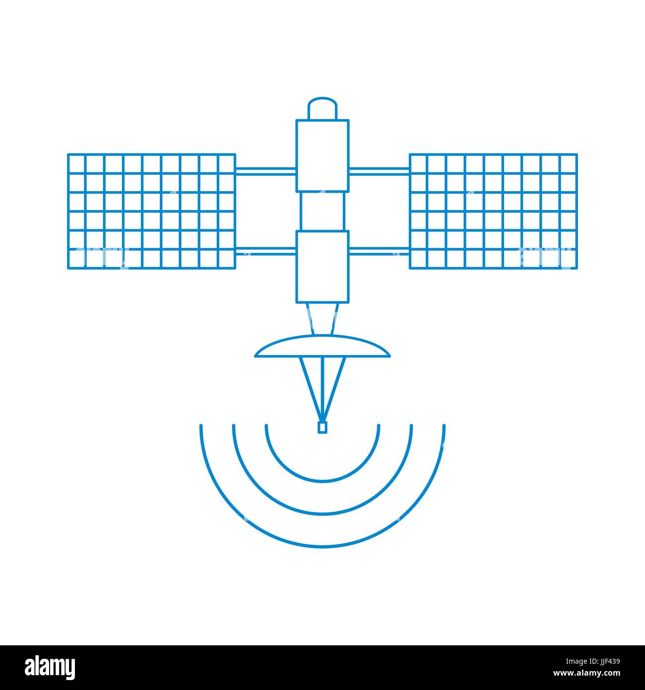 Stylized vector icon of space satellite. Design for banner, poster or ...