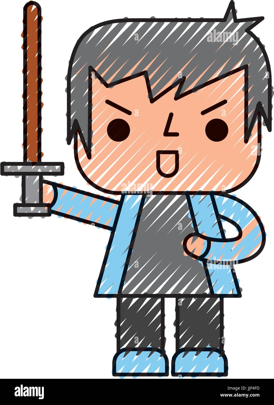 Avatar of a video game warrior with sword vector illustration design ...