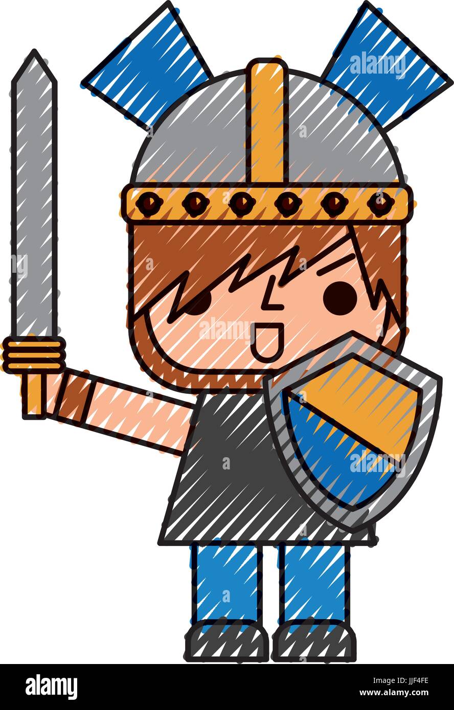 Avatar of a video game warrior with sword vector illustration design ...