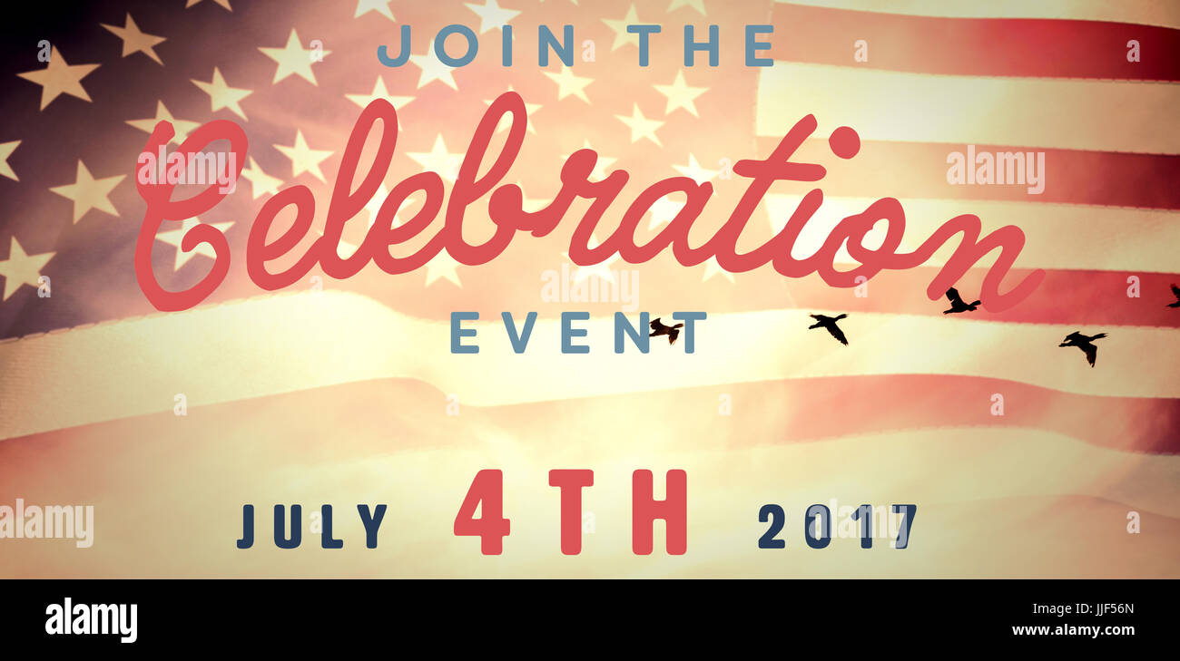 Computer graphic image of independence day message against united ...