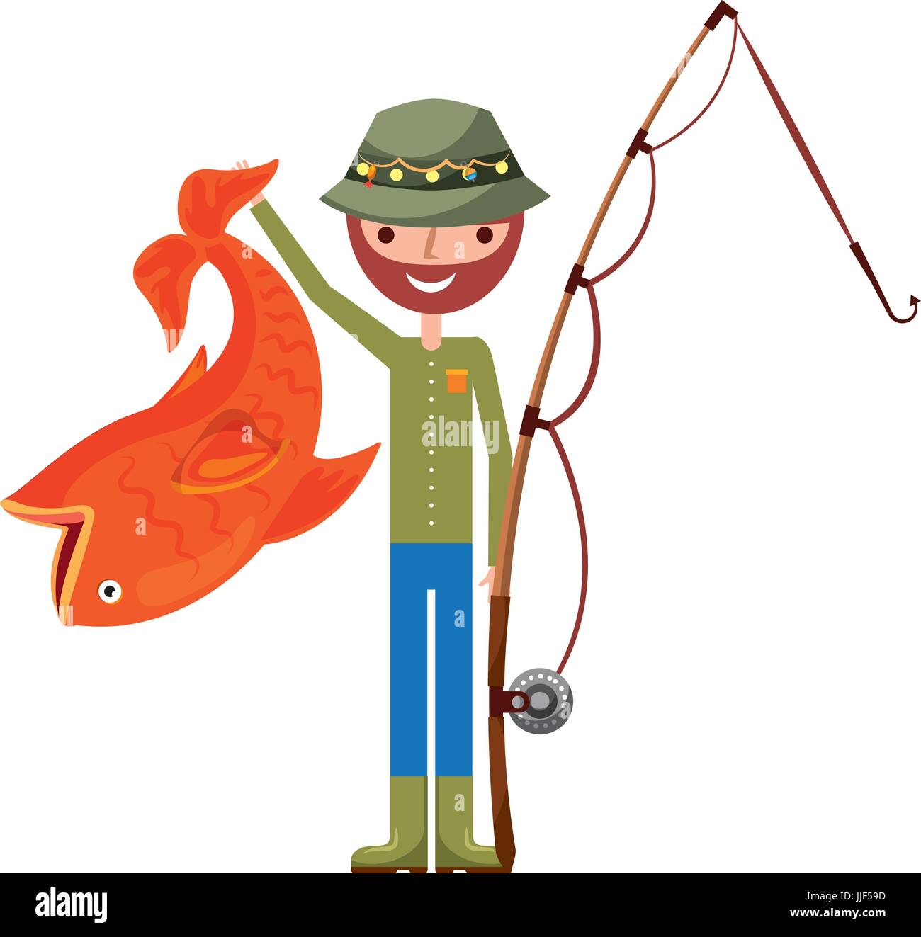 fisherman with big fish avatar character vector illustration design ...