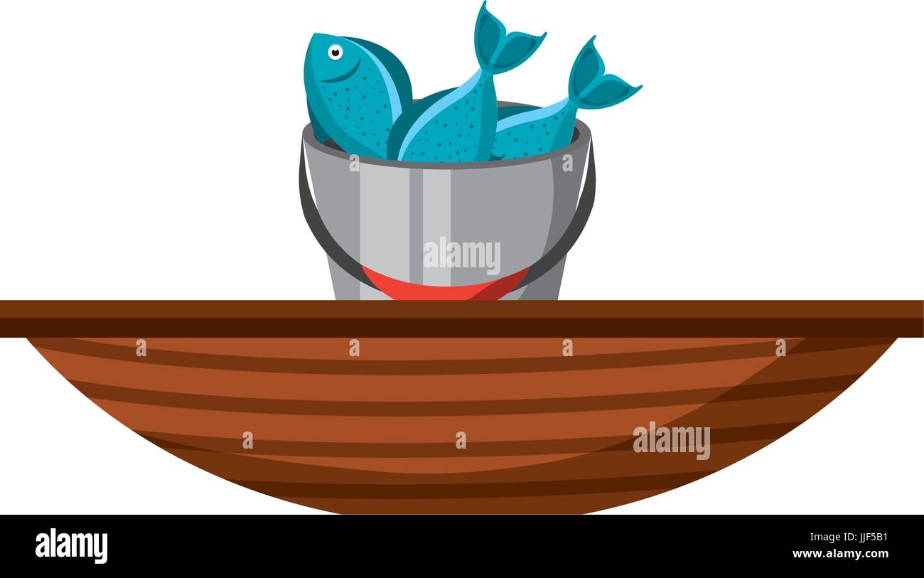 Fishing bucket with boat vector illustration design Stock Vector Image ...