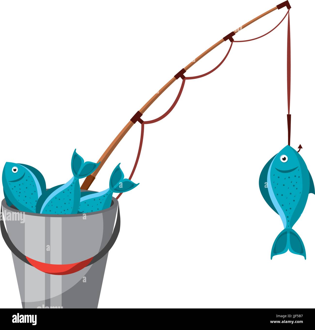 Fishing bucket with rod vector illustration design Stock Vector Image ...