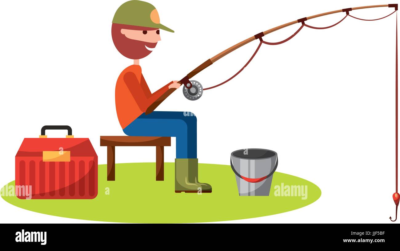 fisherman fishing avatar character vector illustration design Stock ...