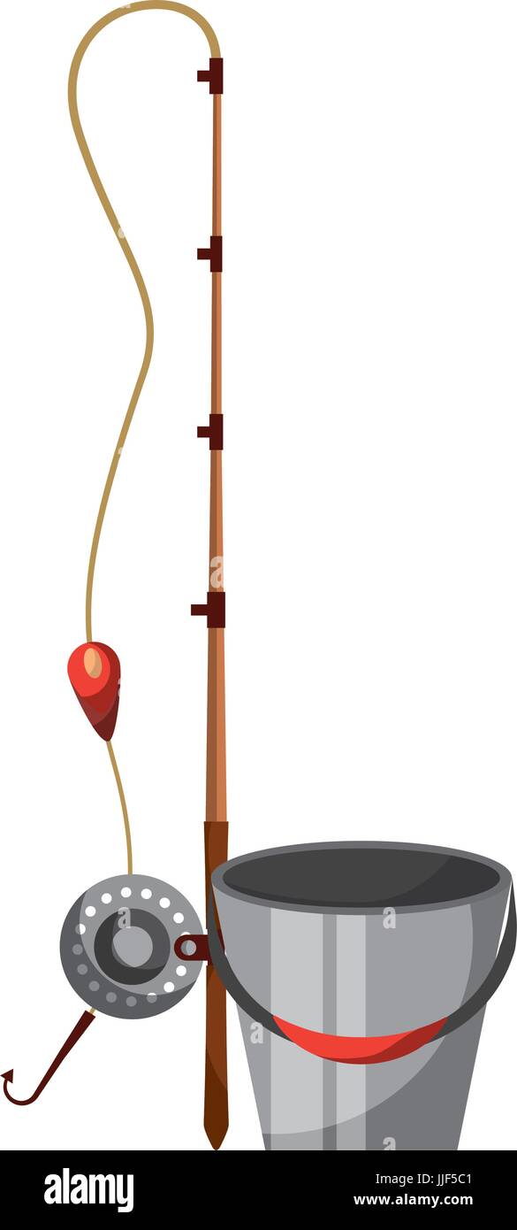 Fishing bucket with rod vector illustration design Stock Vector Image ...
