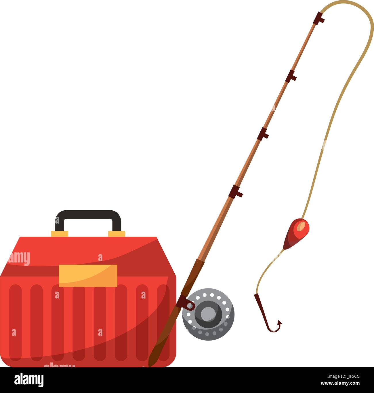 Fishing kit box with rod icon vector illustration design Stock Vector ...