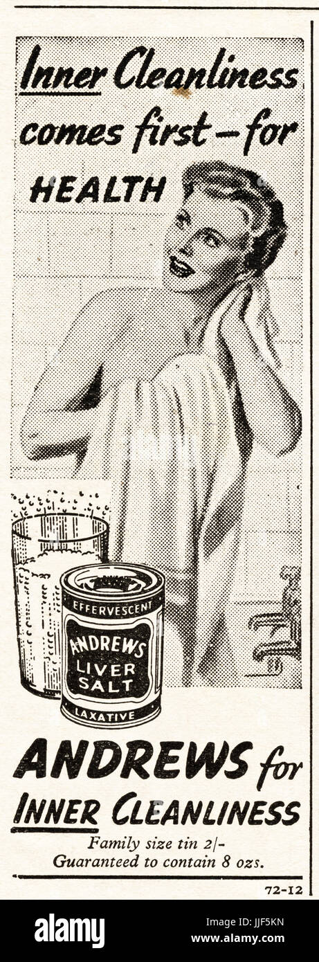 1940s original old vintage advertisement advertising Andrews Liver Salt ...