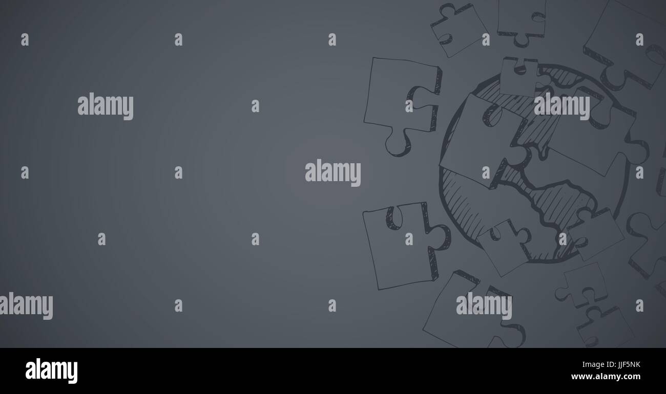 Digital composite of Grey background with jigsaw doodle Stock Photo - Alamy