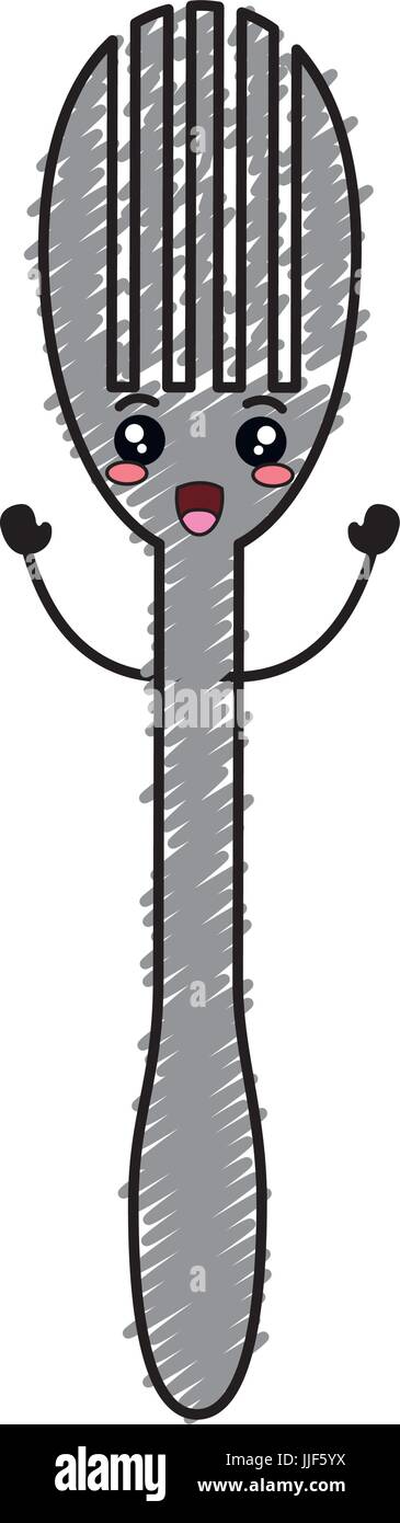 fork cutlery kawaii character vector illustration design Stock Vector ...