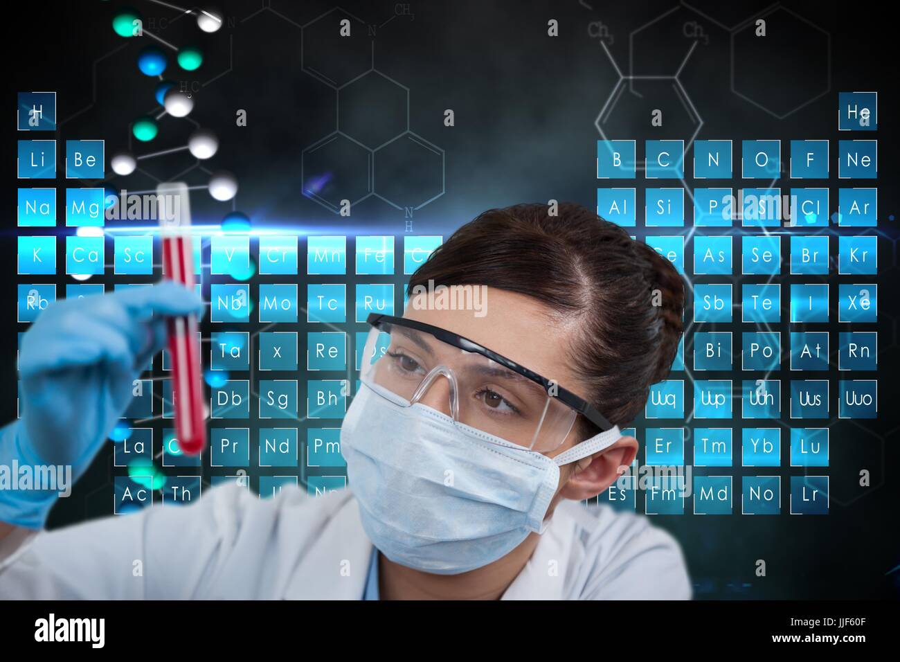 Digital composite of Medical models with DNA graphics backgrounds Stock ...