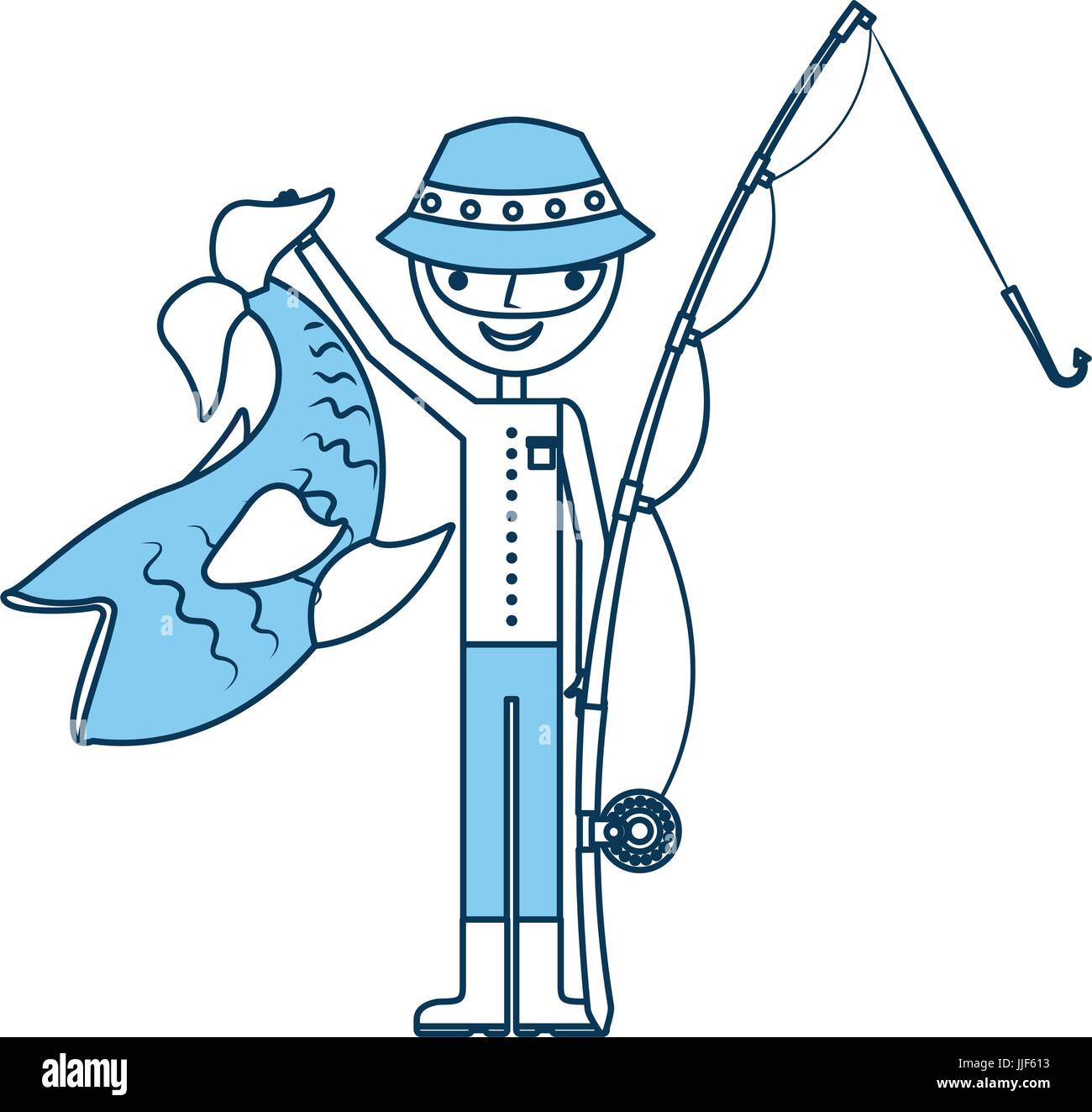 fisherman with big fish avatar character vector illustration design ...
