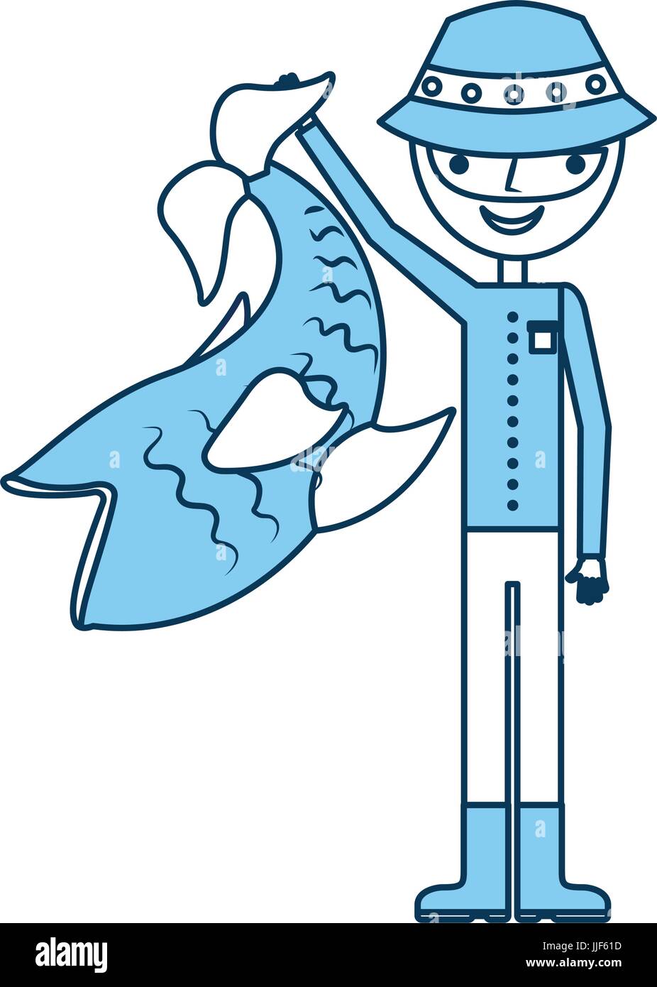 fisherman with big fish avatar character vector illustration design ...