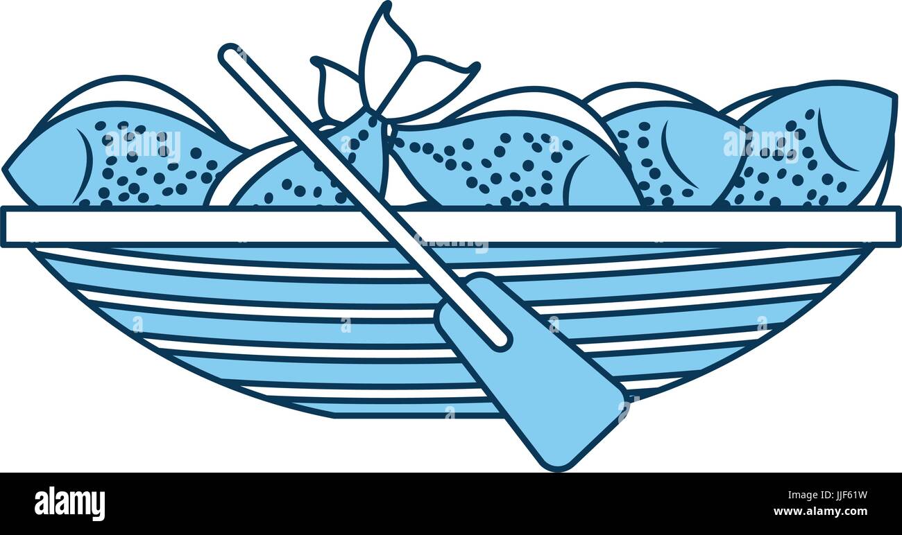 Fishing canoe with fish vector illustration design Stock Vector Image ...