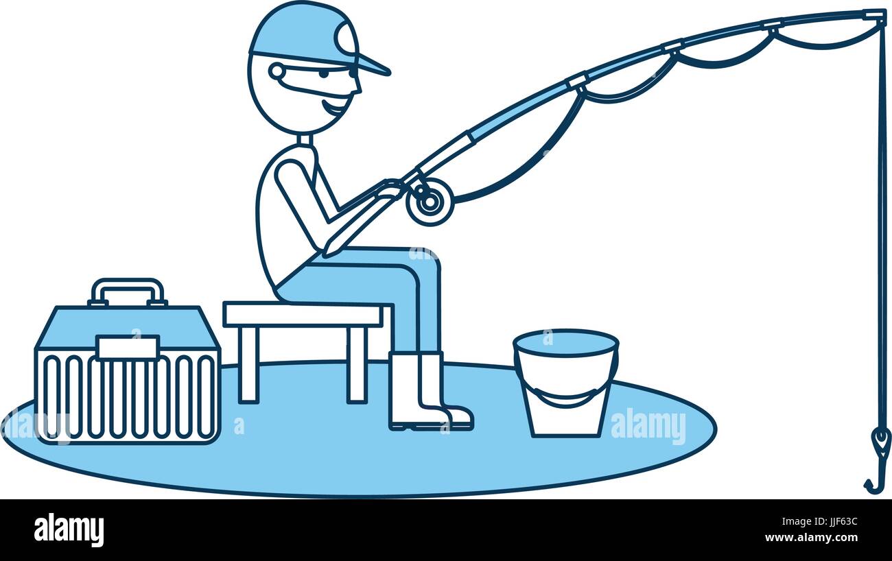 fisherman fishing avatar character vector illustration design Stock ...