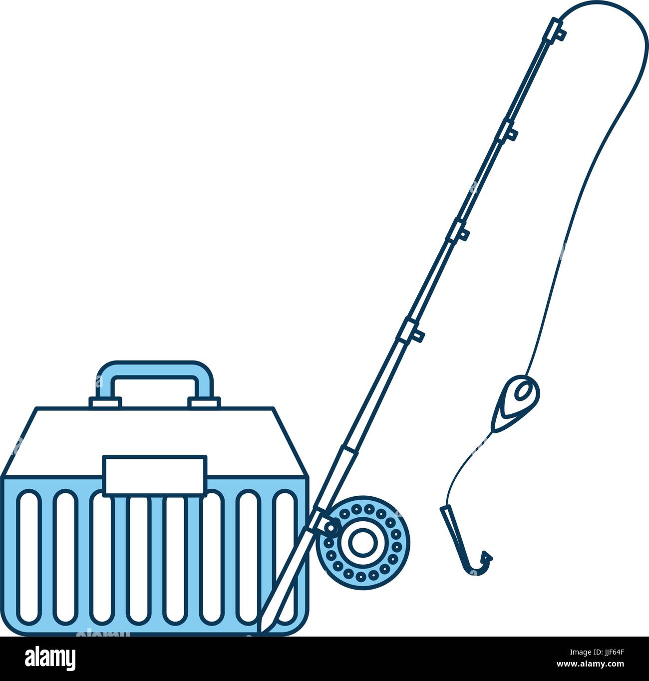 Fishing kit box with rod icon vector illustration design Stock Vector ...