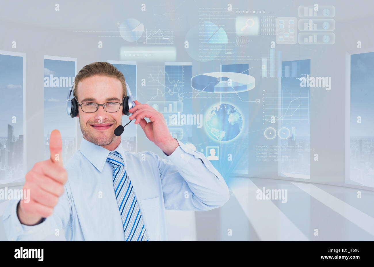 Digital composite of models wearing Head set Stock Photo - Alamy Digital composite of models wearing Head set Stock Photo - Alamy