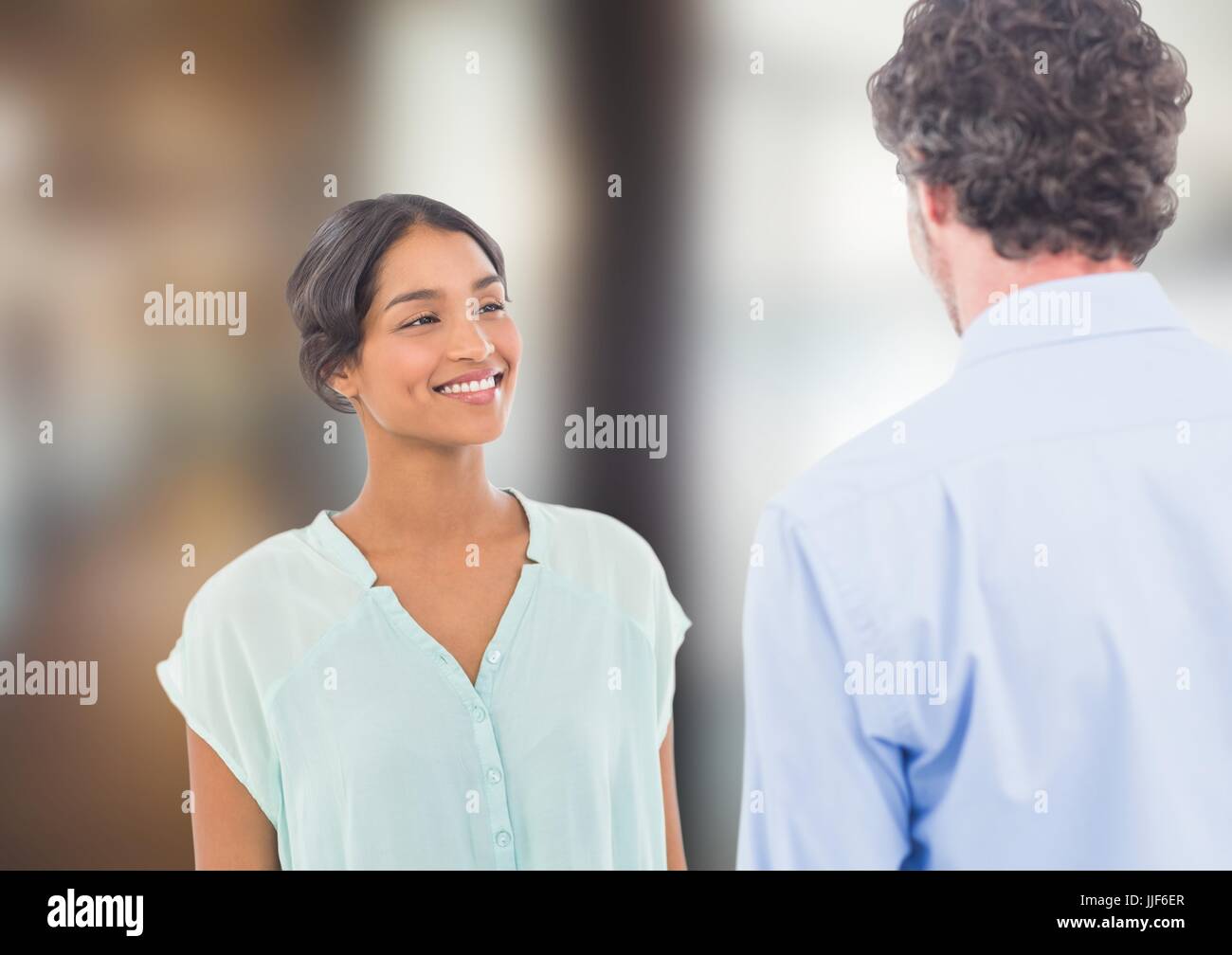 Digital composite of Two people talking to each other Stock Photo - Alamy
