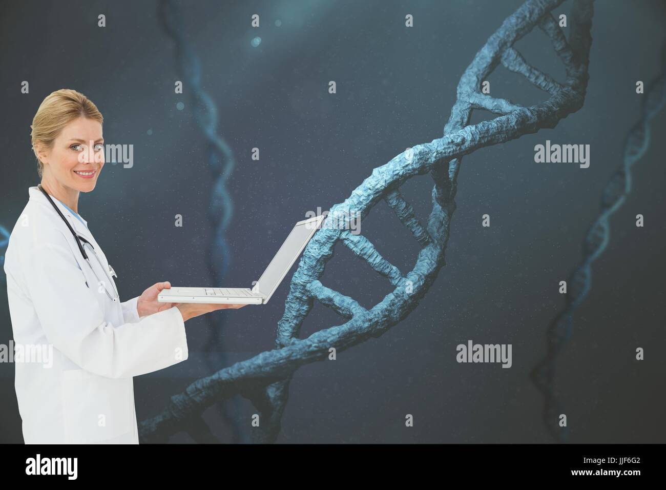 Digital composite of Doctor with DNA graphics on backgrounds Stock ...