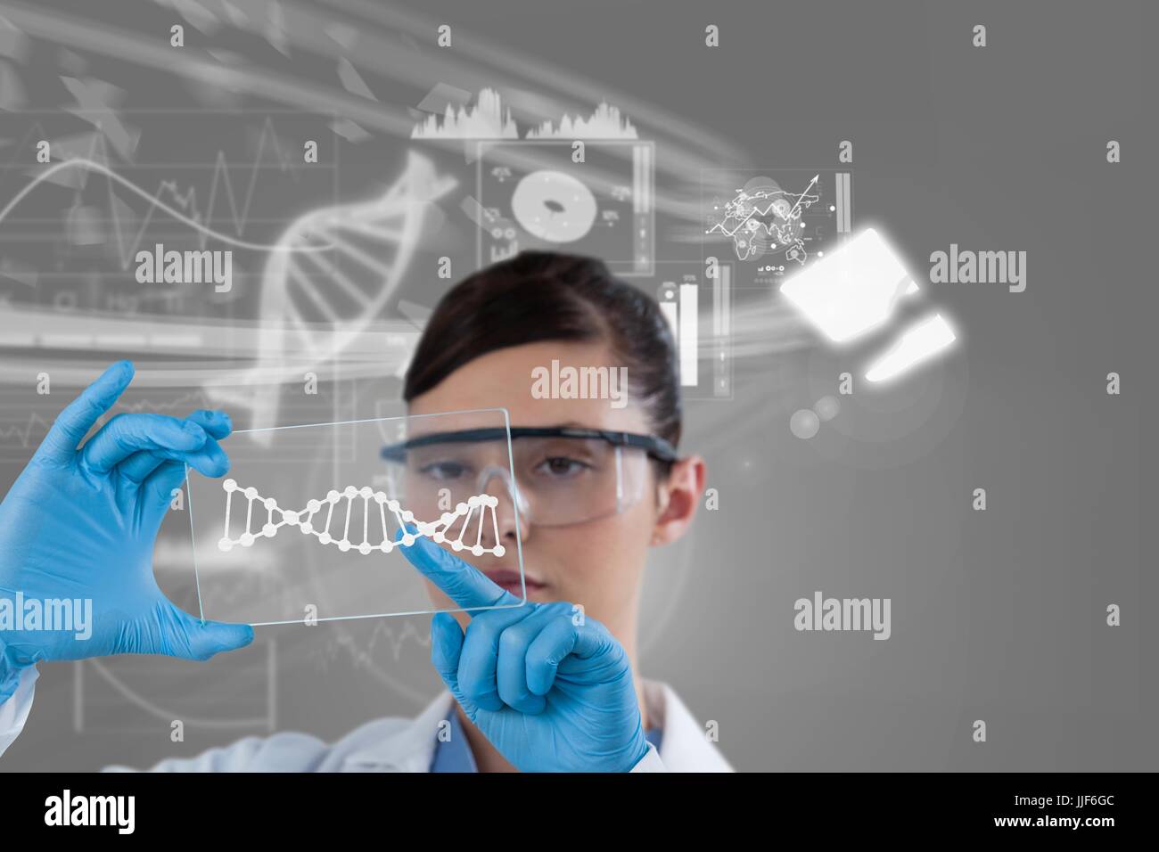 Digital composite of Medical models with DNA graphics Stock Photo - Alamy