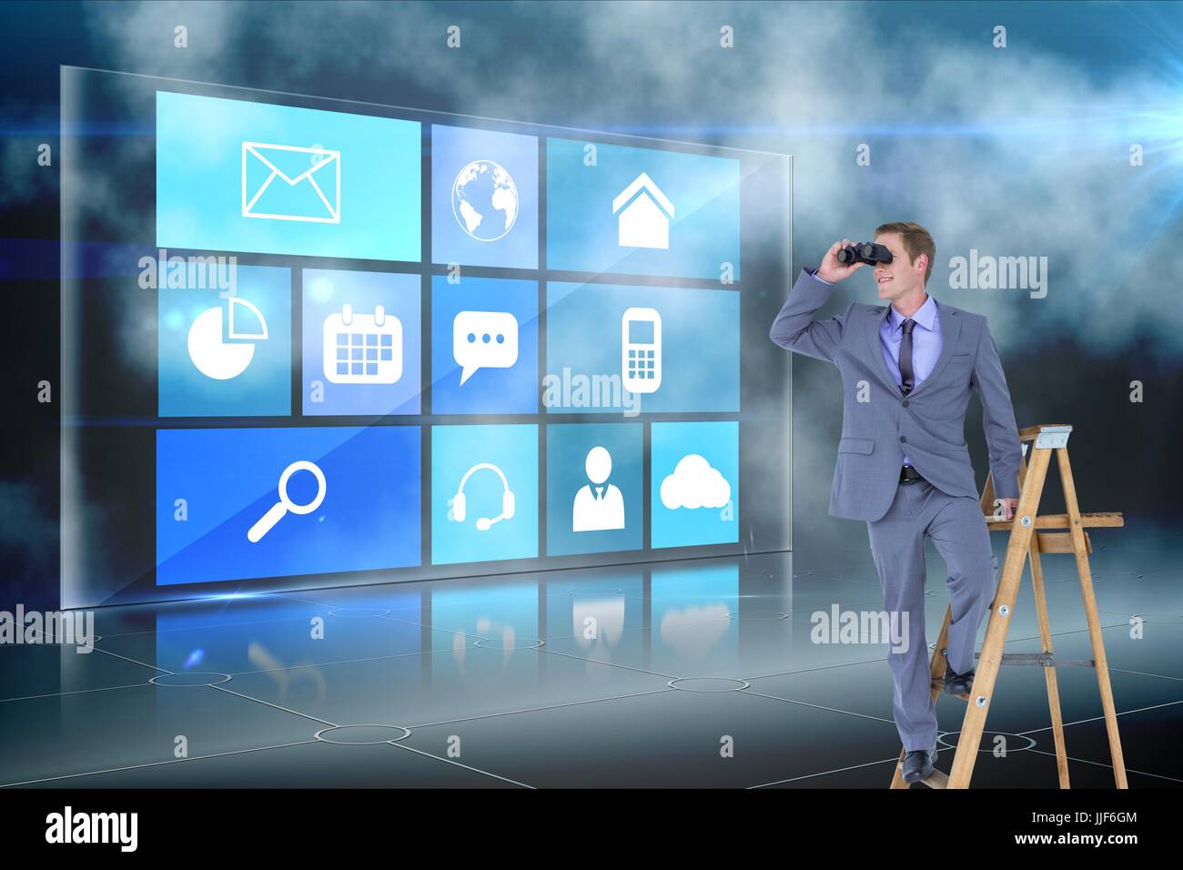 Businessman leaning on ladder hi-res stock photography and images - Alamy