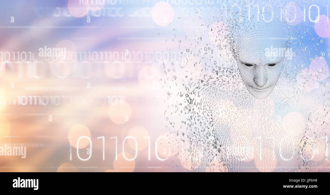 Digital composite of White binary code and man shaped binary code ...